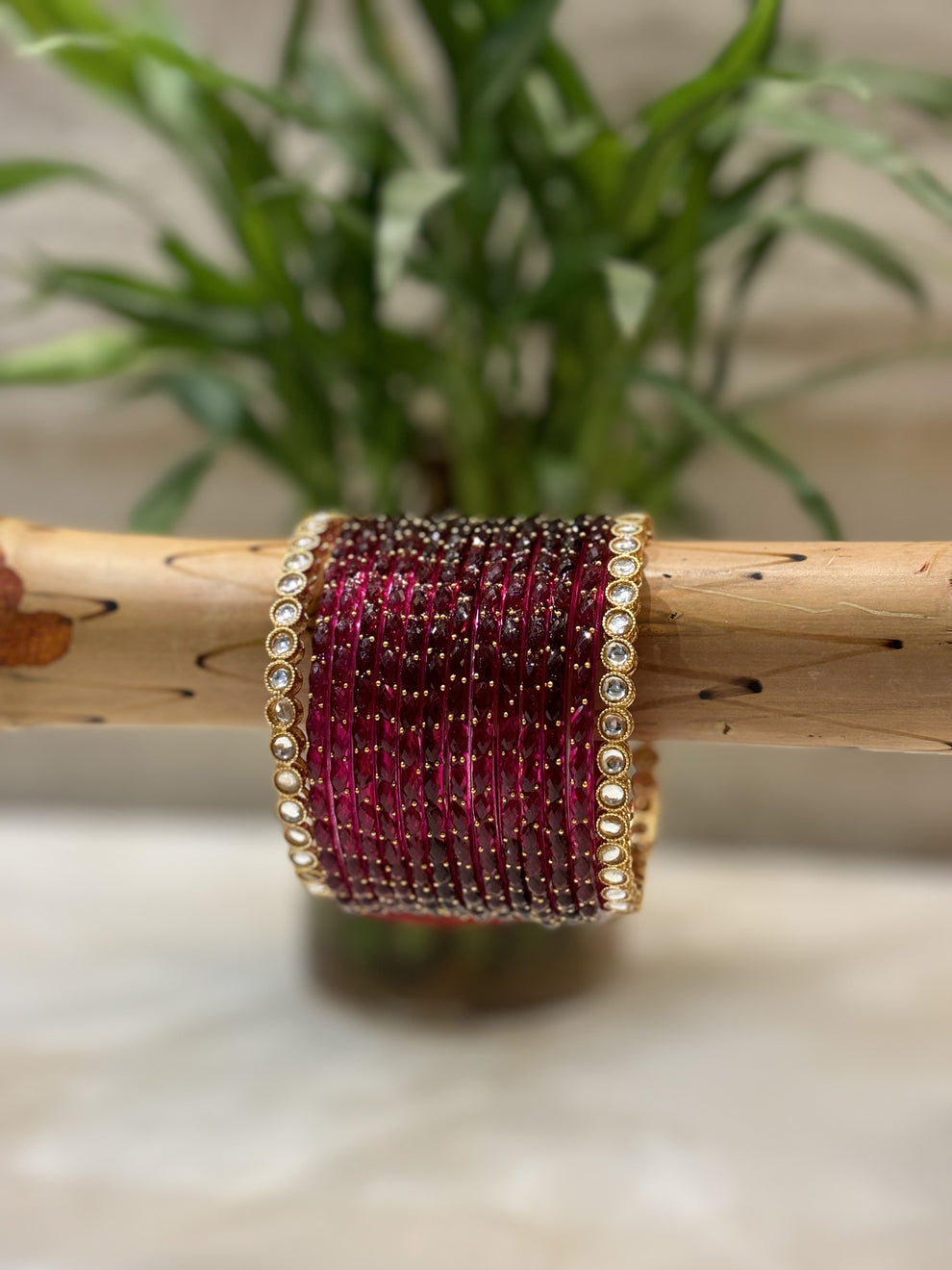 Raindrop Wine Colour Bangles – Bangdi.in